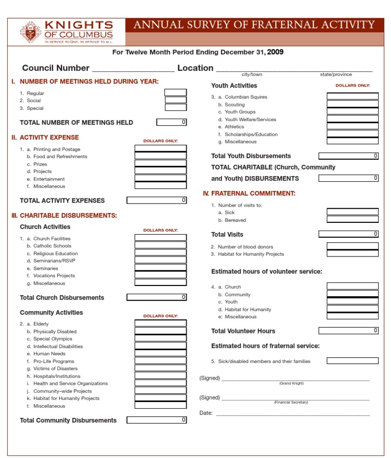 Annual Survey of Fraternal Activity | PDF