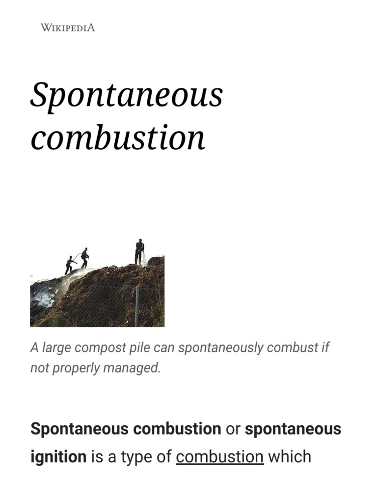 Spontaneous Combustion - Wikipedia | PDF | Sustainable Technologies ...