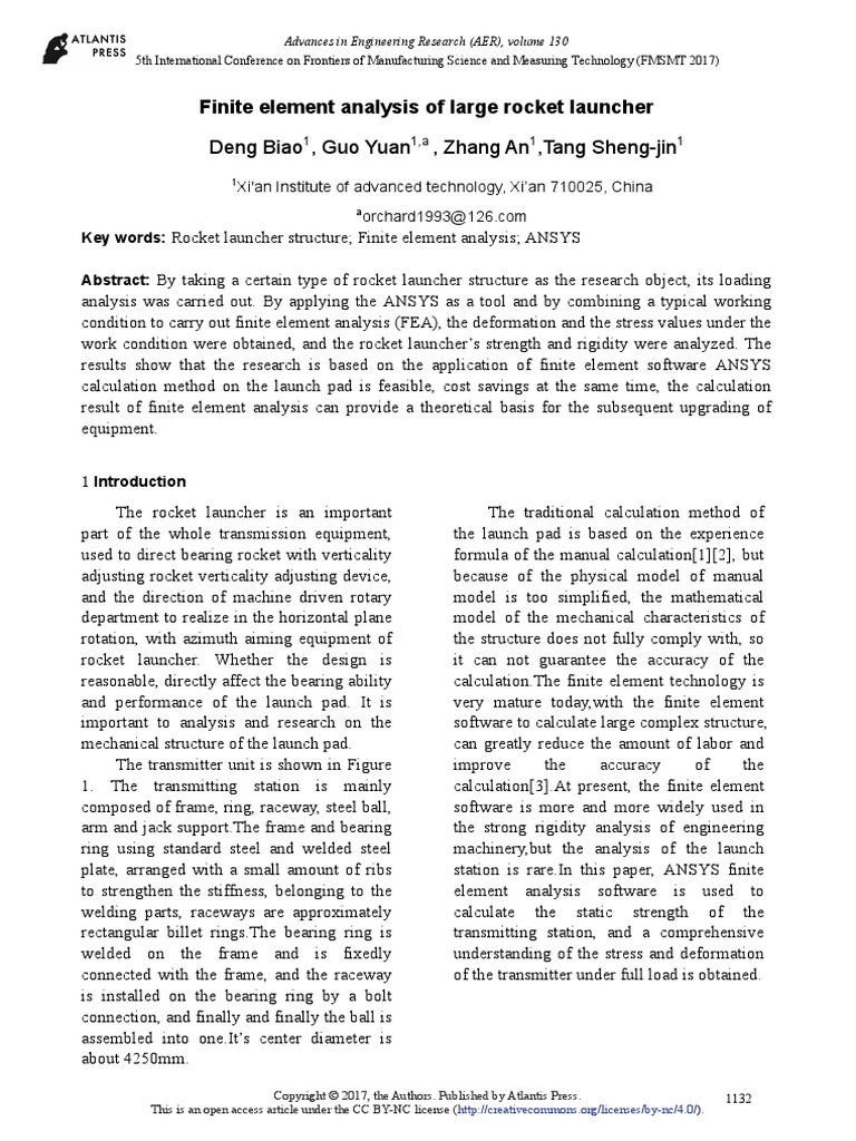 Finite Element Analysis of Large Rocket Launcher | PDF | Strength Of ...