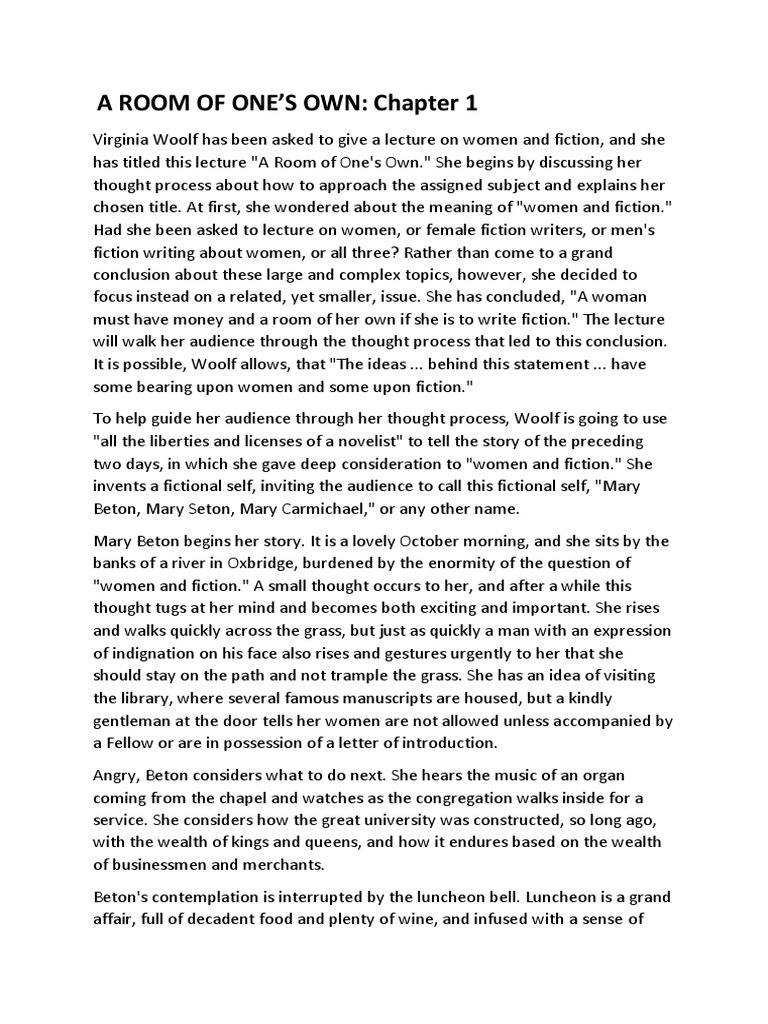 A Room of One'S Own: Chapter 1 | Download Free PDF | A Room Of One's ...