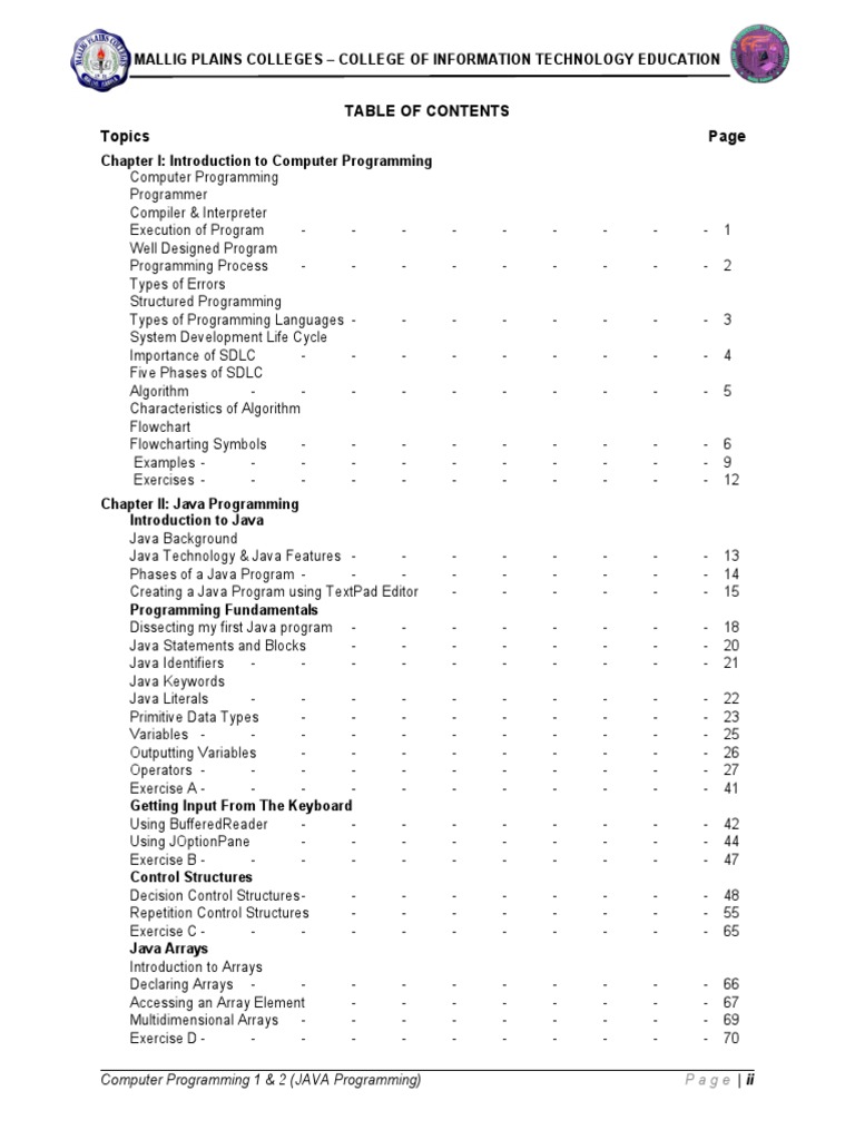 CBLM-Table of Contents | PDF | Method (Computer Programming) | Class ...