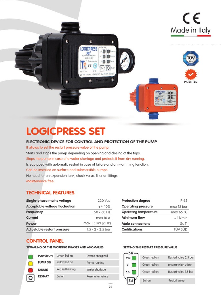 Logicpress Set: Made in Italy | PDF | Tap (Valve) | Mains Electricity