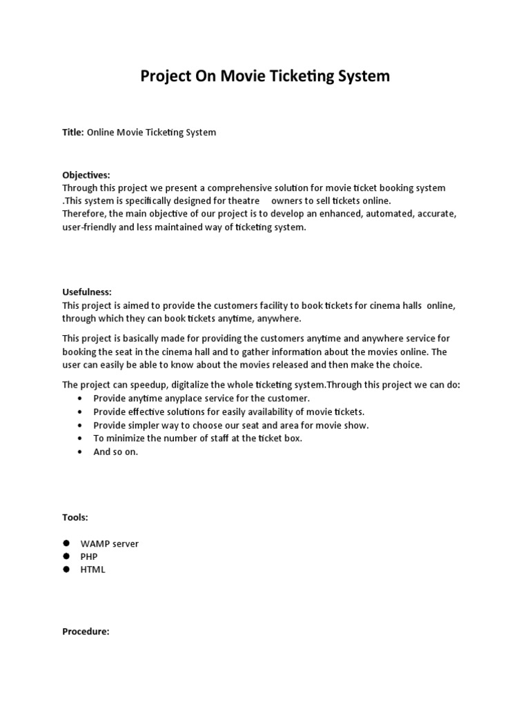 Project On Movie Ticketing System | Download Free PDF | Information ...
