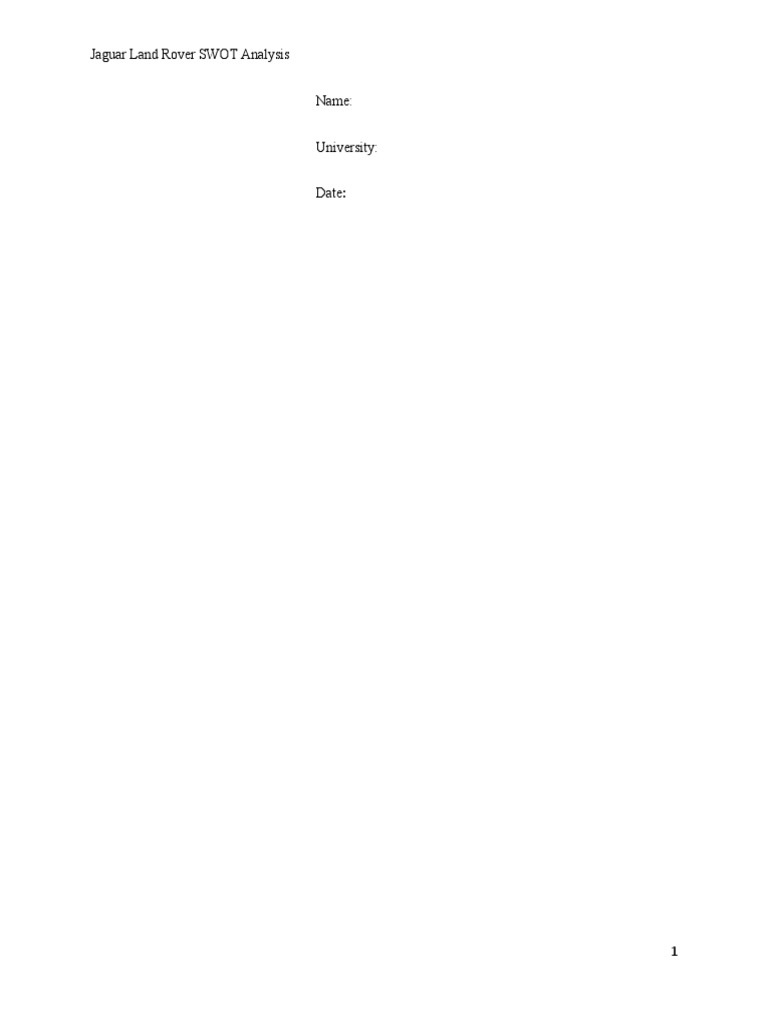 Jaguar Land Rover SWOT Analysis | PDF | Motor Vehicle Manufacturers ...