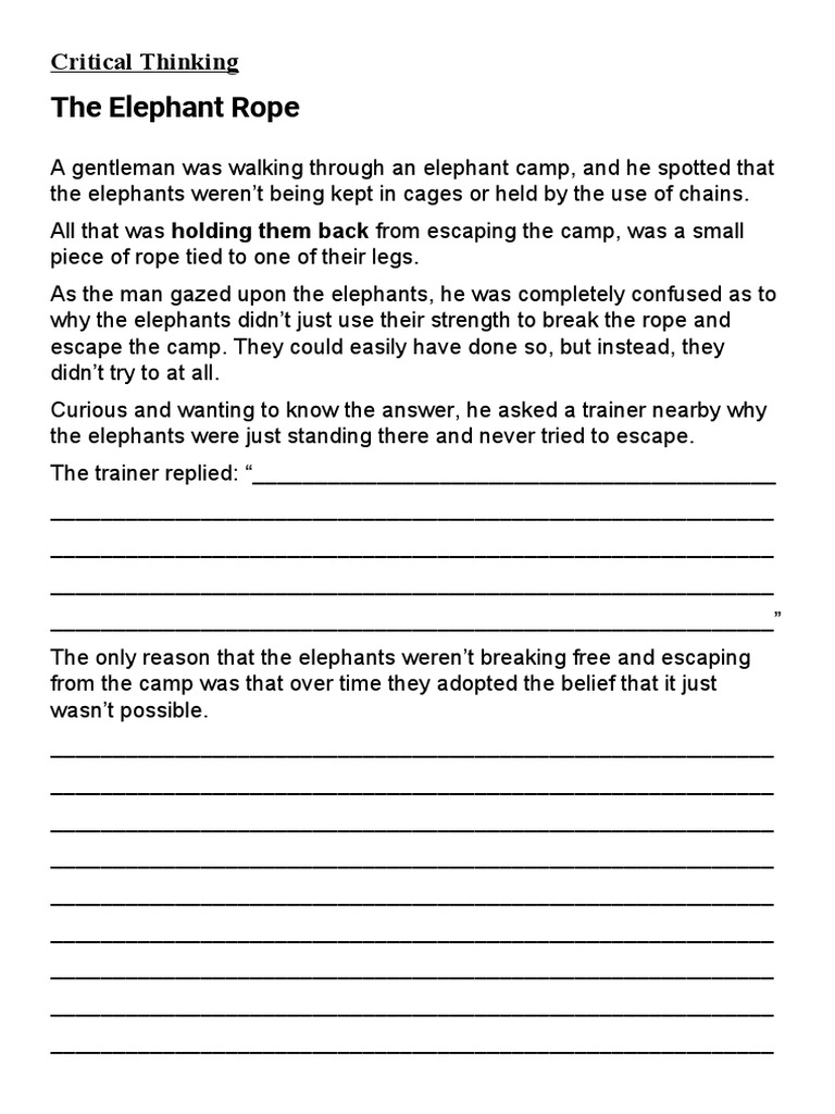 Critical Thinking - The Elephant Rope | PDF