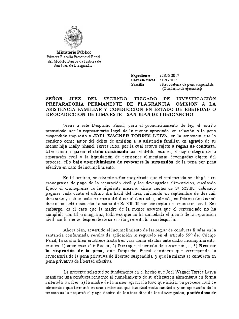 Revocatoria de La Pena Suspendida | PDF | Castigos | Derecho penal