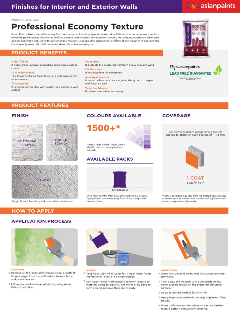 Asian Paints Professional Economy Texture Designs | PDF | Paint | Plaster