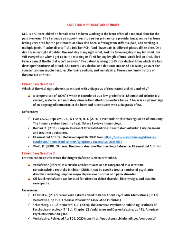 CASE STUDY 80: Rheumatoid Arthritis | PDF | Arthritis | Rheumatoid ...