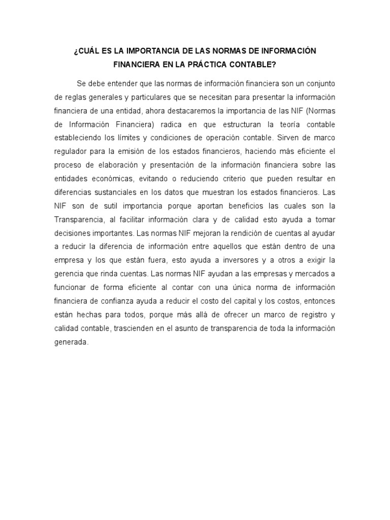 La Importancia de Las Nif | PDF