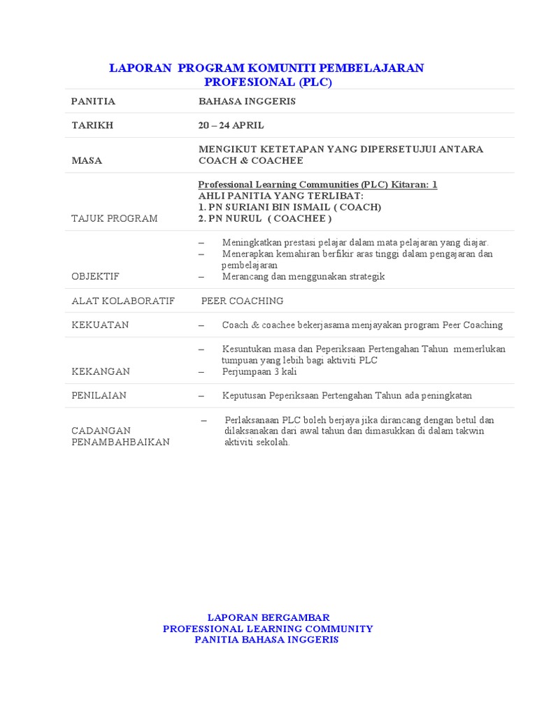 Laporan Aktiviti PLC | PDF