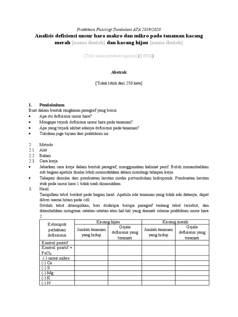 Template Laporan Unsur Hara | PDF