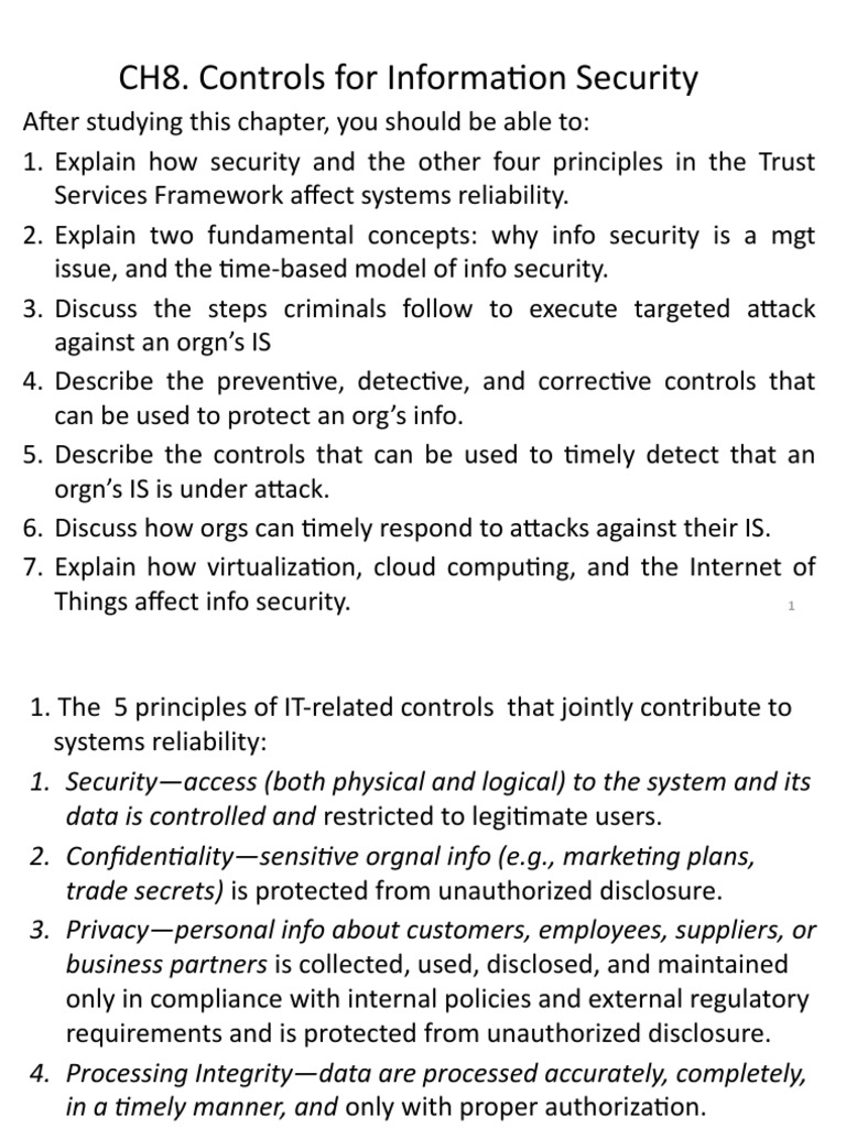 CH8. Controls For Information Security | PDF | Information Security | Vulnerability (Computing)