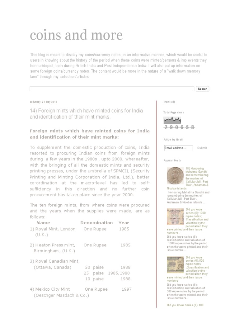Indian Coin Mint Marks Explained | PDF | Coins | Currency