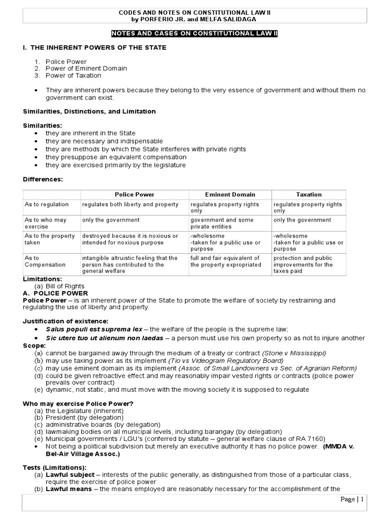 Constitutional Law II Notes PDF | PDF | Miranda Warning | Eminent Domain