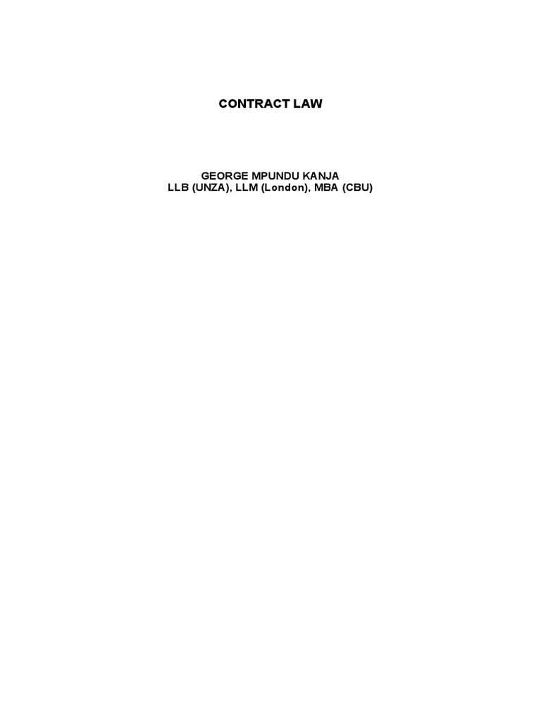Contract Law Draft Text Book | PDF | Offer And Acceptance | Law Of ...