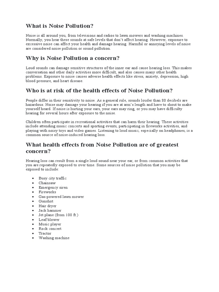 What Is Noise Pollution | PDF