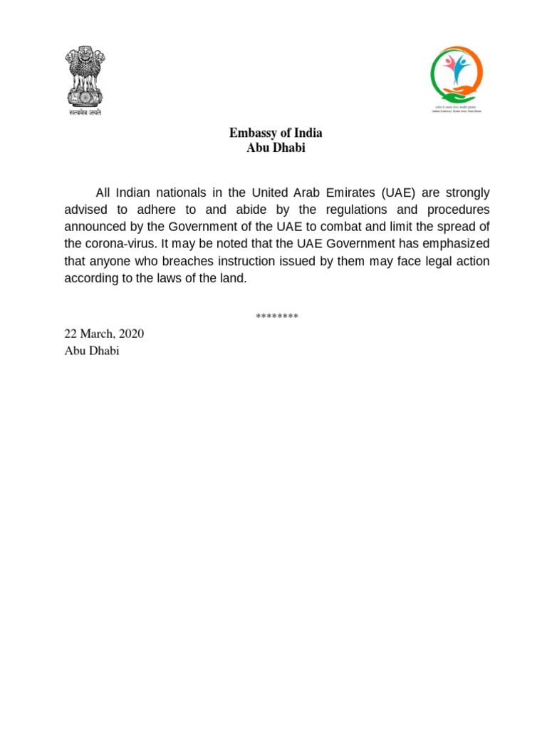 158495722722-03-2020 Public Notice For All Indian Nationals in The UAE ...