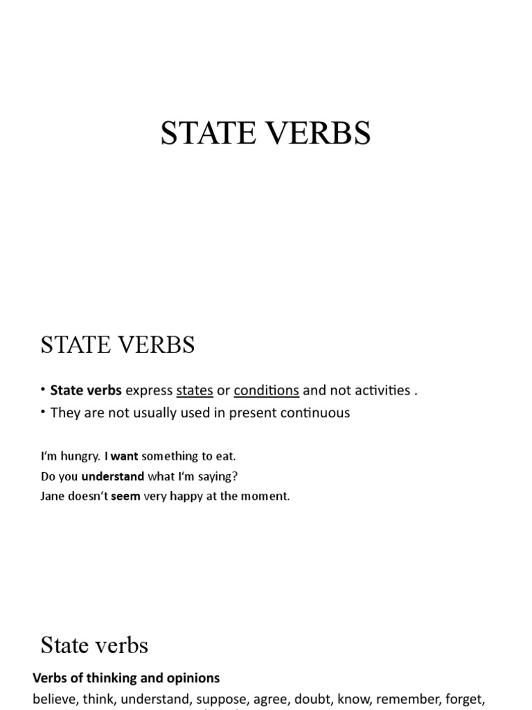 Understanding State Verbs in English | PDF | Language Arts & Discipline