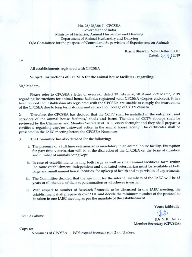 CPCSEA Animal House Facility Guidelines | PDF | Government | Business