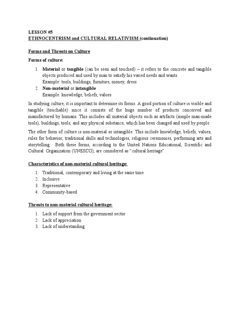 USCP Lesson 5a (Ethnocentrism and Cultural Relativism) | PDF