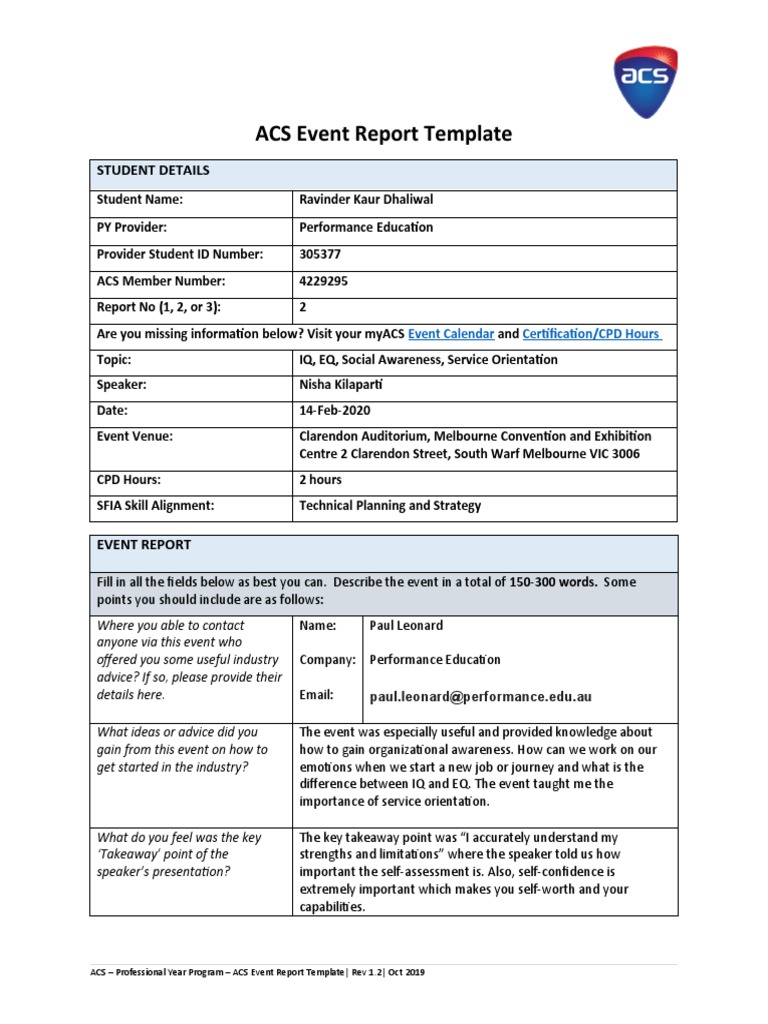 ACS Event Report 2 (Ravinder K Dhaliwal) | PDF | Social Psychology ...