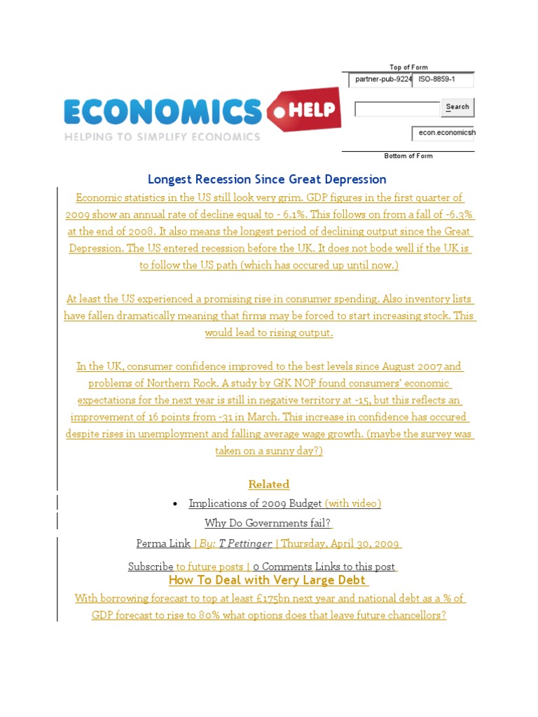 Longest Recession Since Great Depression: How To Deal With Very Large ...