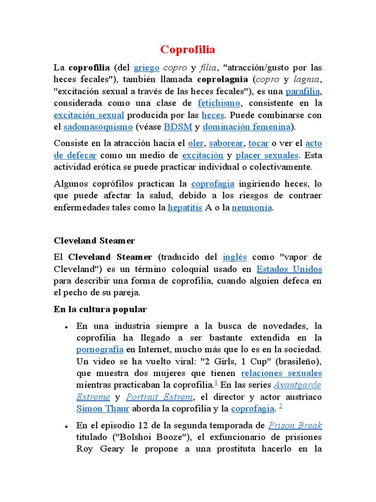 Coprofilia | PDF | Salud y bienestar | Medicina