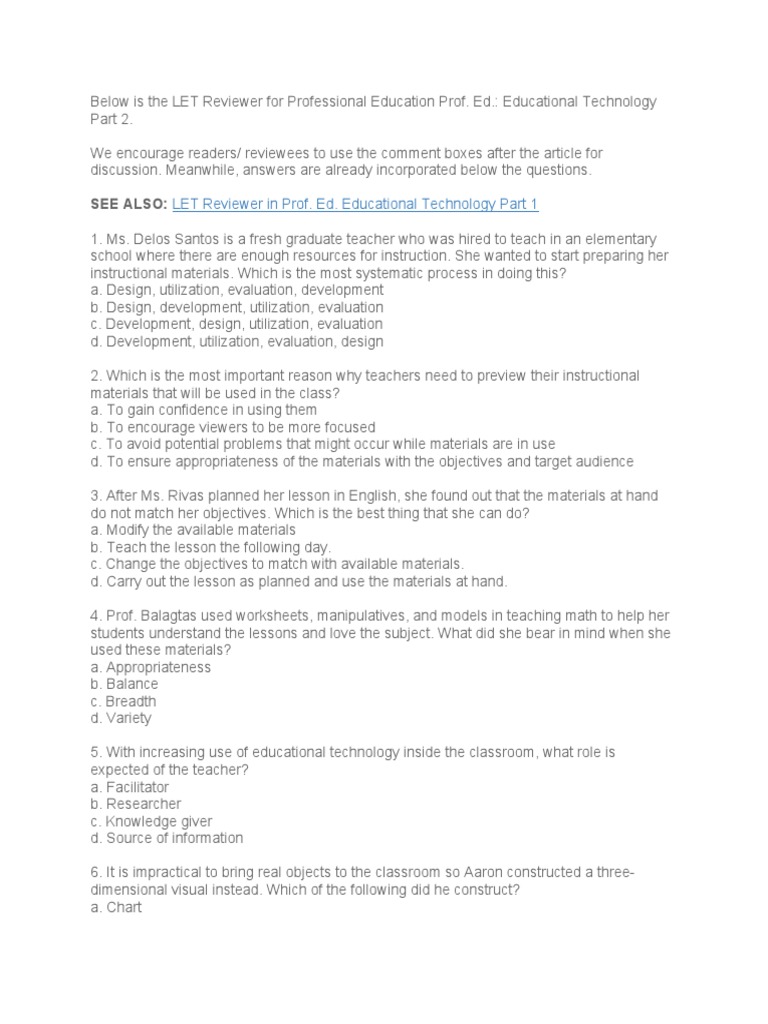 Educational Technology Part 2 REVIEWER | PDF | Educational Technology | Distance Education