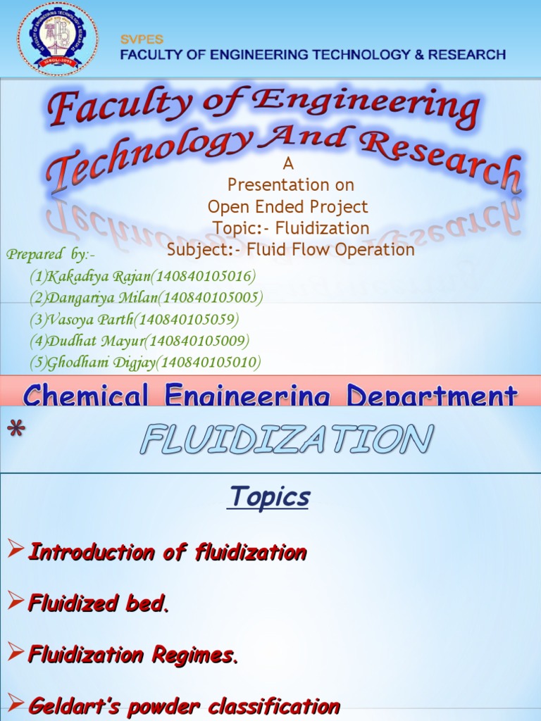 A Presentation On Open Ended Project Topic:-Fluidization Subject: - Fluid Flow Operation | PDF ...