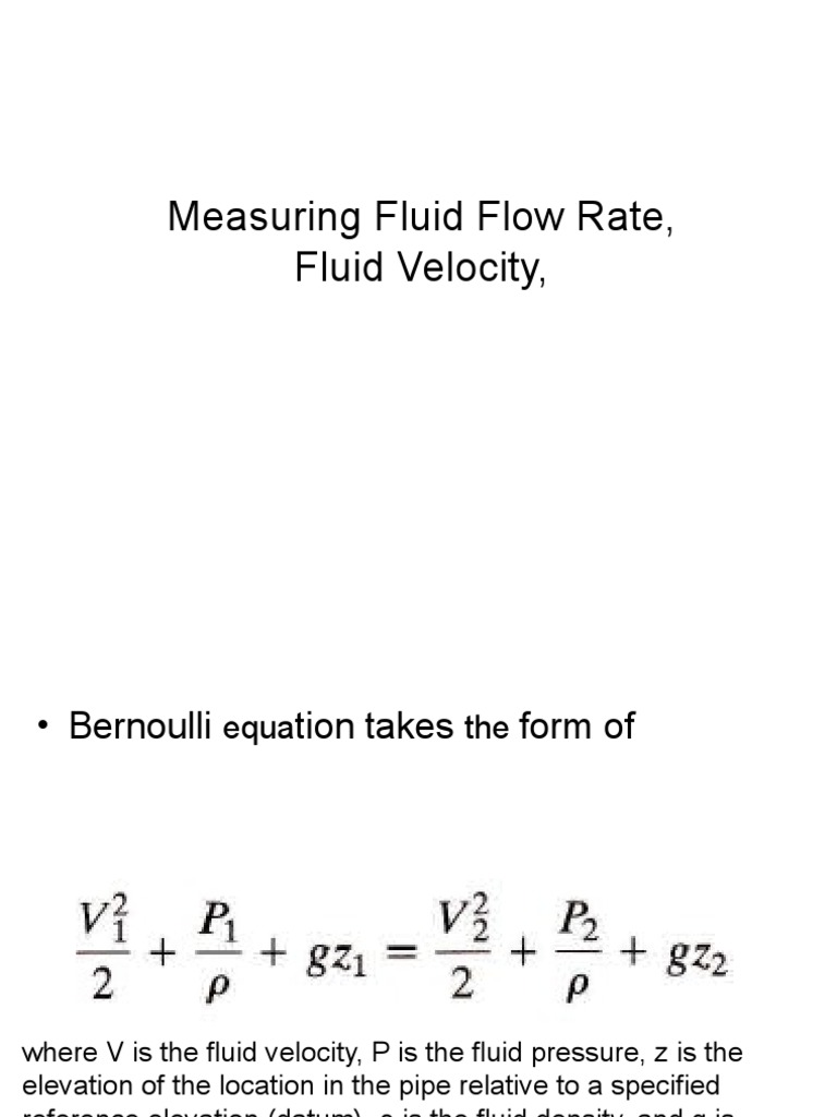 Measuring Fluid Flow Rate, Fluid Velocity | PDF