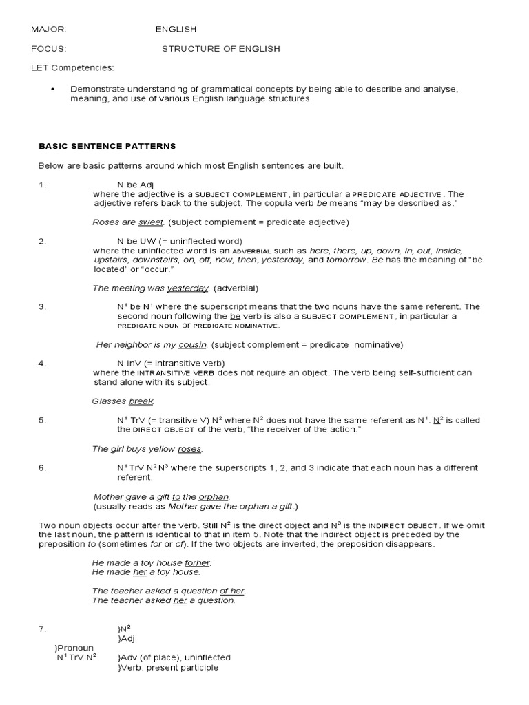 Structure of English-LET REVIEWER | PDF | Verb | Grammatical Number