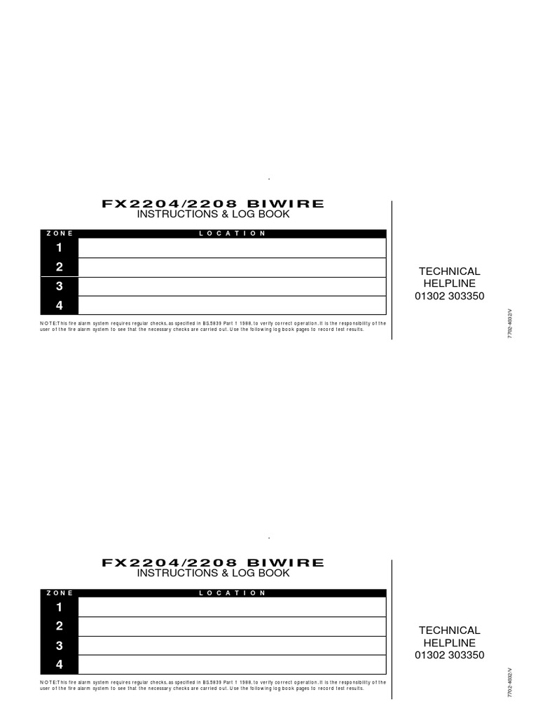 FX2204-8 Biwire Log Book | PDF | Equipment | Manufactured Goods