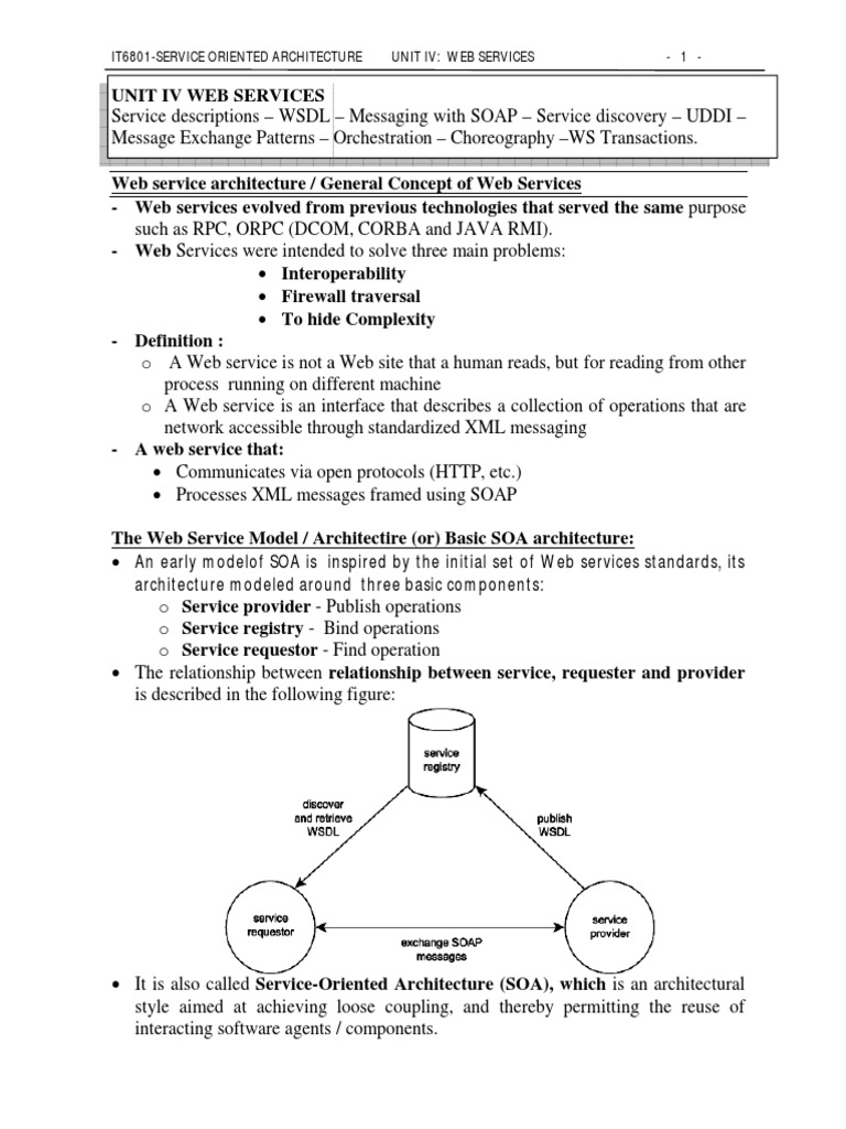 It6801-Service Oriented Architecture Service Oriented Architecture Unit Iv: Web Services - 1 ...