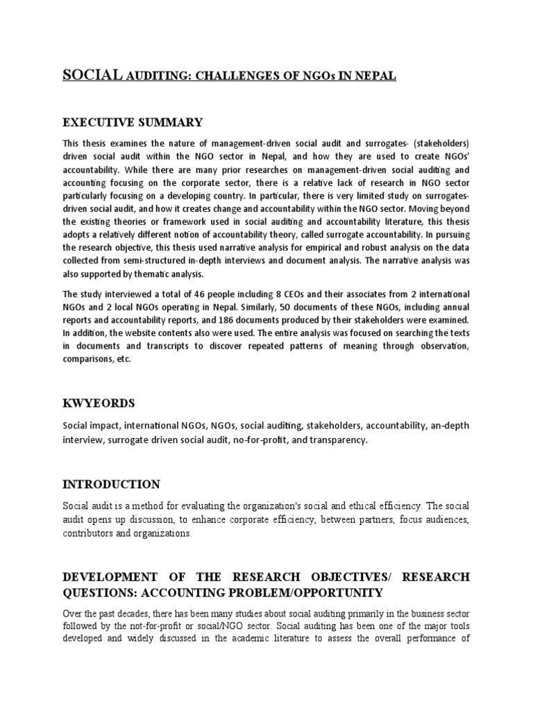 NGO Social Auditing File | PDF | Non Governmental Organization | Audit