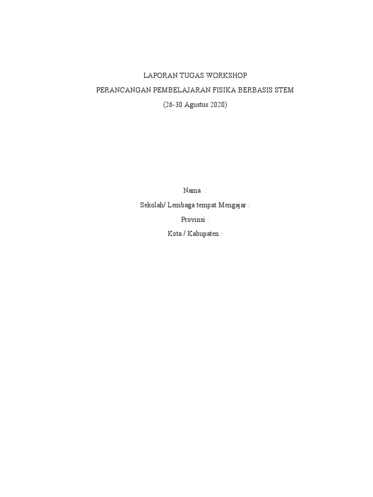 Template Format Laporan Workshop Pdf