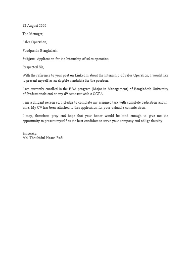 Cover Letter Rafi | PDF