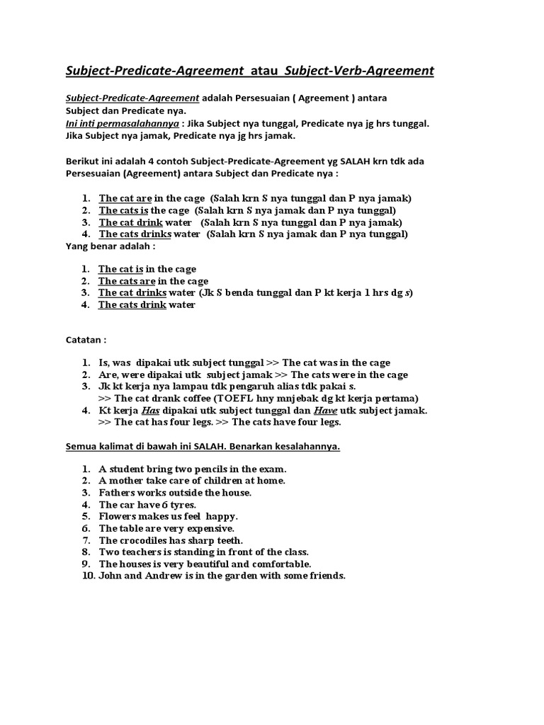 Subject-Predicate-Agreement Atau Subject-Verb-Agreement | PDF ...