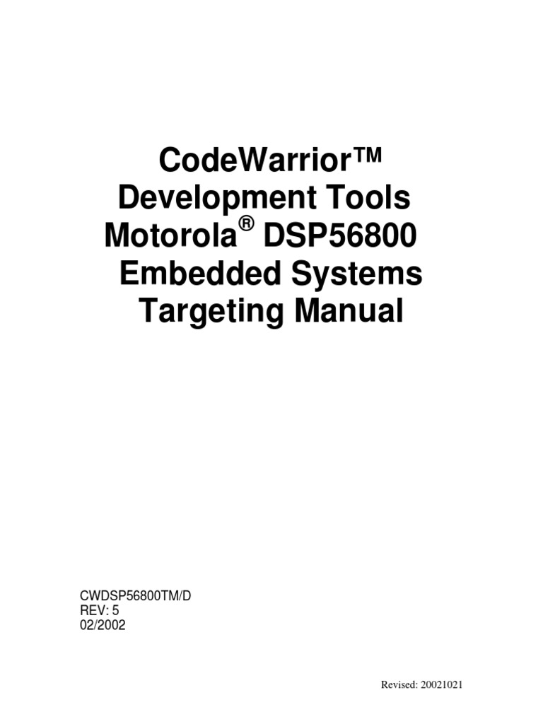 Codewarrior™ Development Tools Motorola Dsp56800 Embedded Systems ...