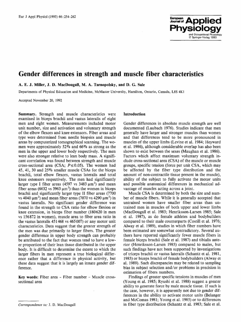Applied Physiology: Gender Differences in Strength and Muscle Fiber ...