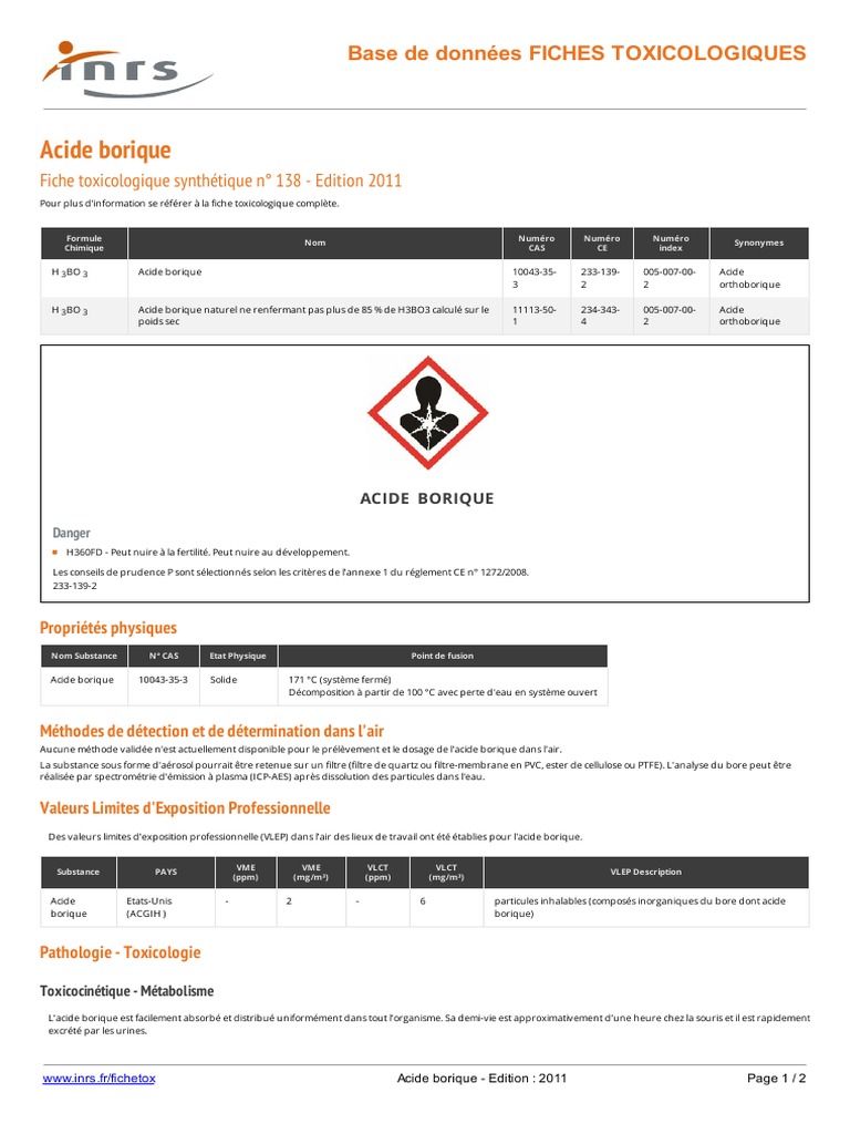 Acide Borique | PDF | Toxicologie | Bore