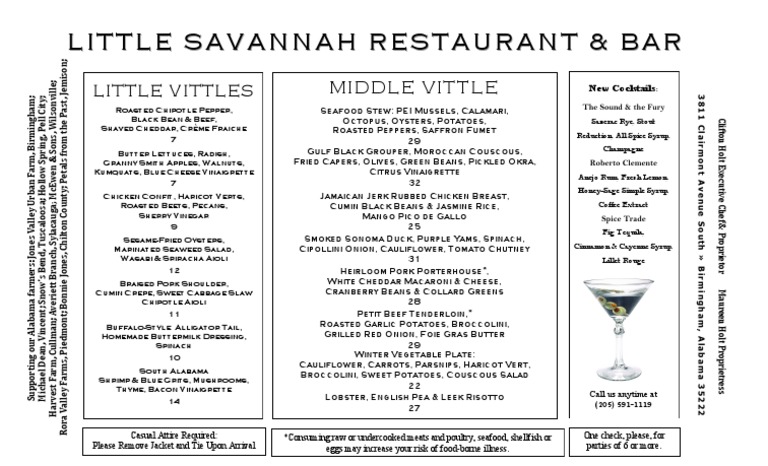 Little Savannah Restaurant Menu | PDF | Foods