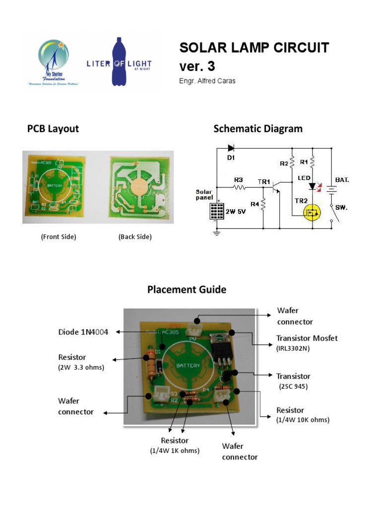 Solar Lamp Circuit Ver. 3: Schematic Diagram PCB Layout | PDF