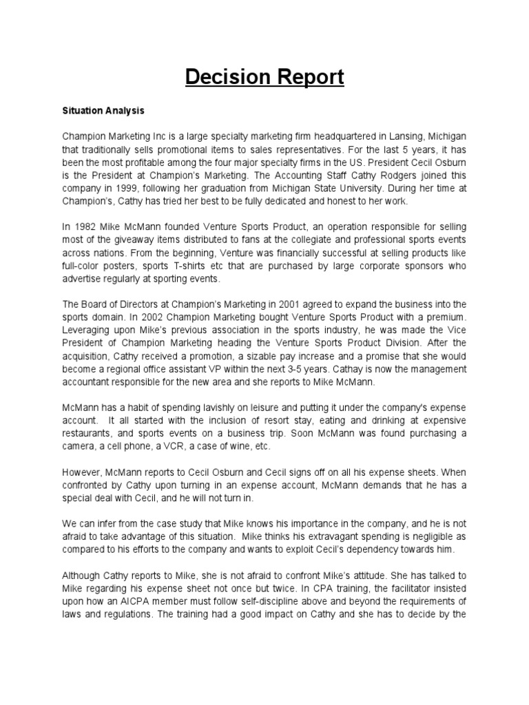 Decision Report: Situation Analysis | PDF | Reputation | Marketing