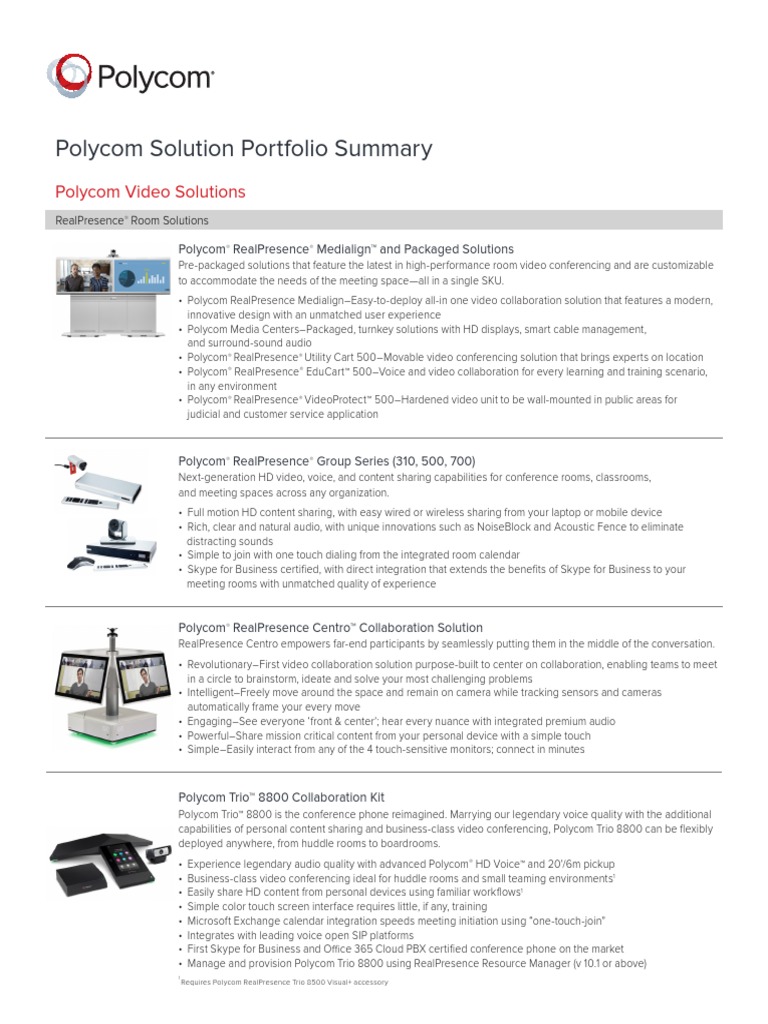 Polycom Products Portfolio PDF | PDF | Office 365 | Videotelephony