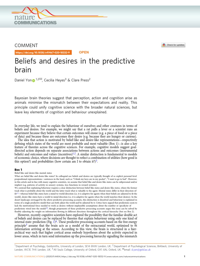 Beliefs and Desires in The Predictive Brain: Comment | Download Free ...