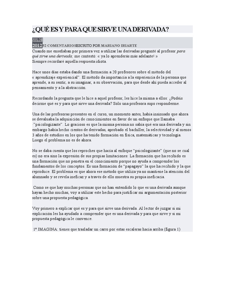 Qué Es y para Que Sirve Una Derivada | PDF | Derivado | Pendiente