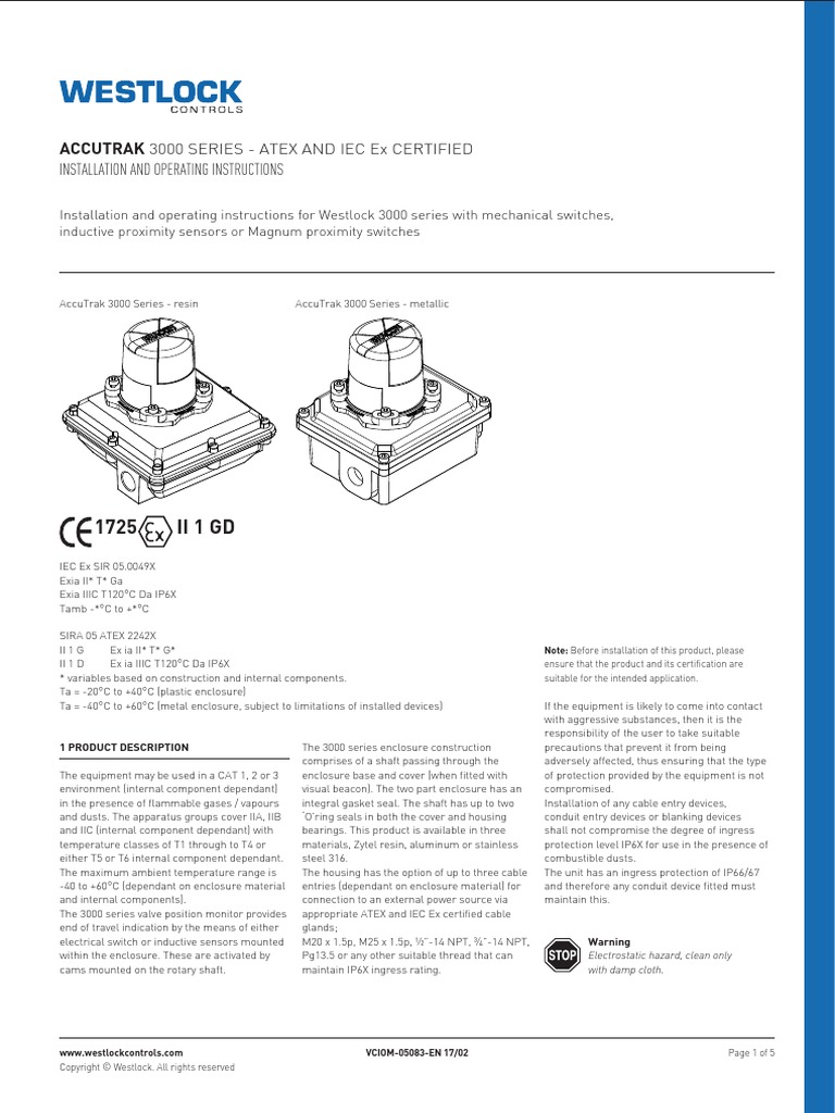 Installation and Operating Instructions: Accutrak 3000 Series - Atex ...