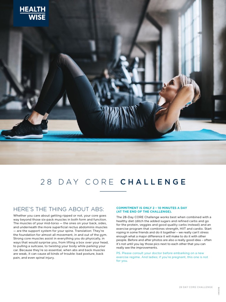 28 Day Core Challenge: Here'S The Thing About Abs | PDF | Abdomen | Hand