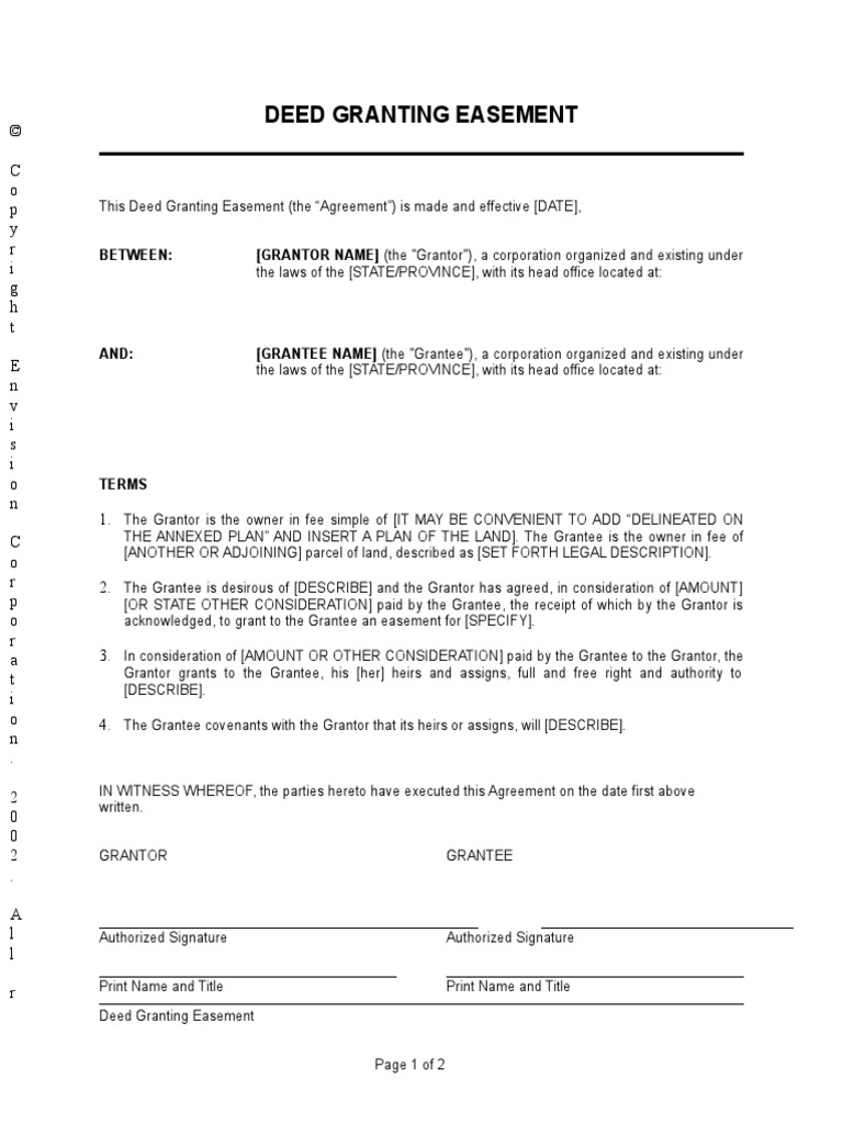 Deed Granting Easement | PDF | Deed | Easement