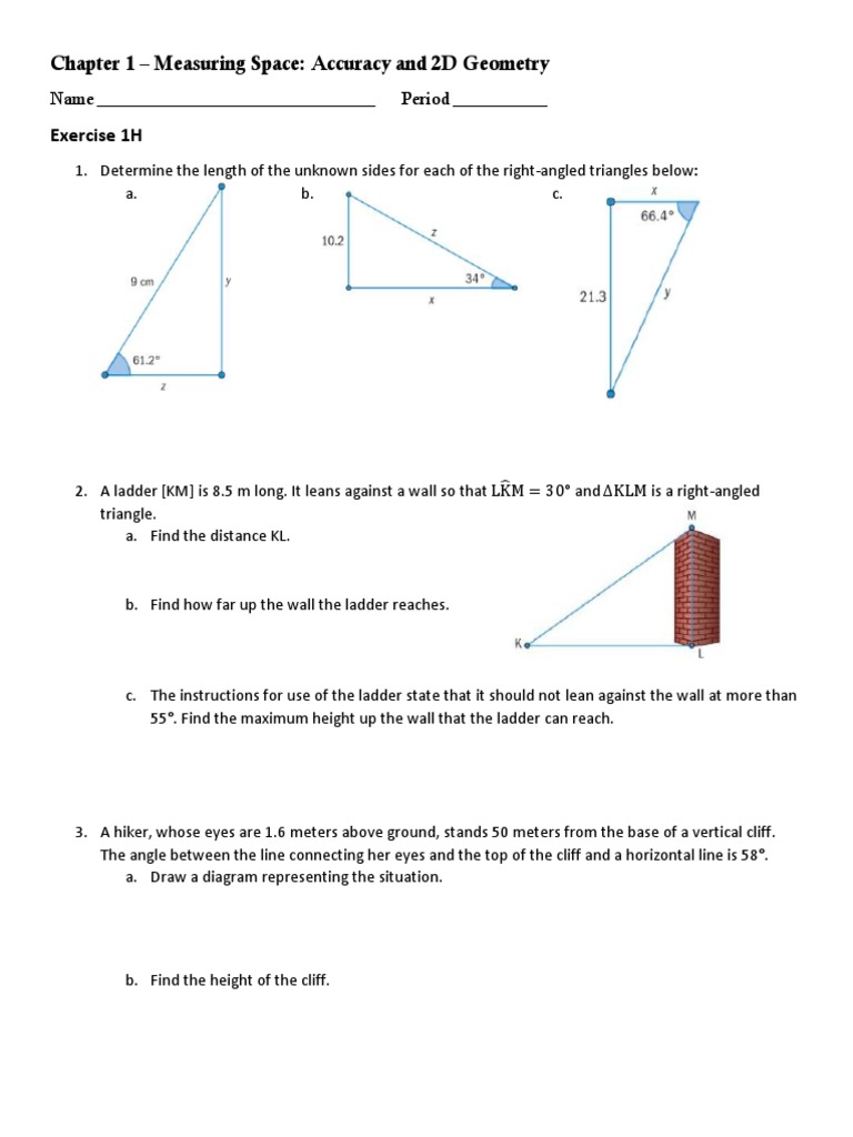 Chapter 1 - Measuring Space: Accuracy and 2D Geometry: Name - Period | PDF